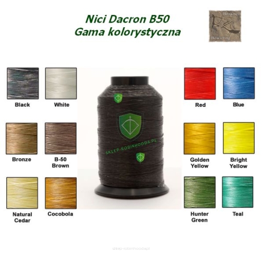 Nici Brownell B50 Dacron na cięciwy - szpula 1/4 lbs (fluor yellow)